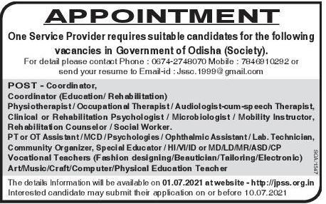 Odisha Jobs - Job-Vacancy at Govt-of-Odisha-Society June-2021