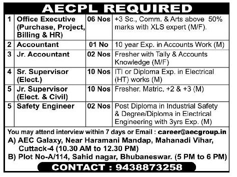 Odisha Jobs - Opportunity at AECPL Dec-2021