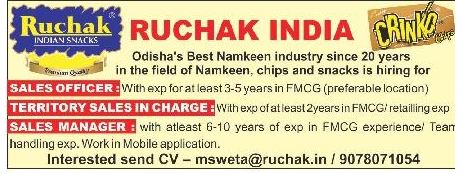 Odisha Jobs - Post-Vacancy at Ruchak March-2022